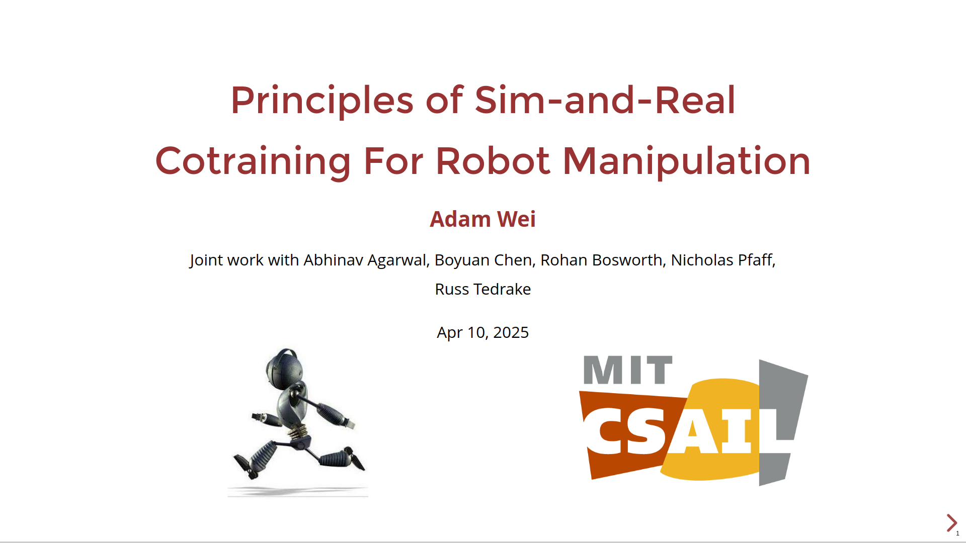 Principles of Sim-and-Real Cotraining for Robot Manipulation | Adam Wei